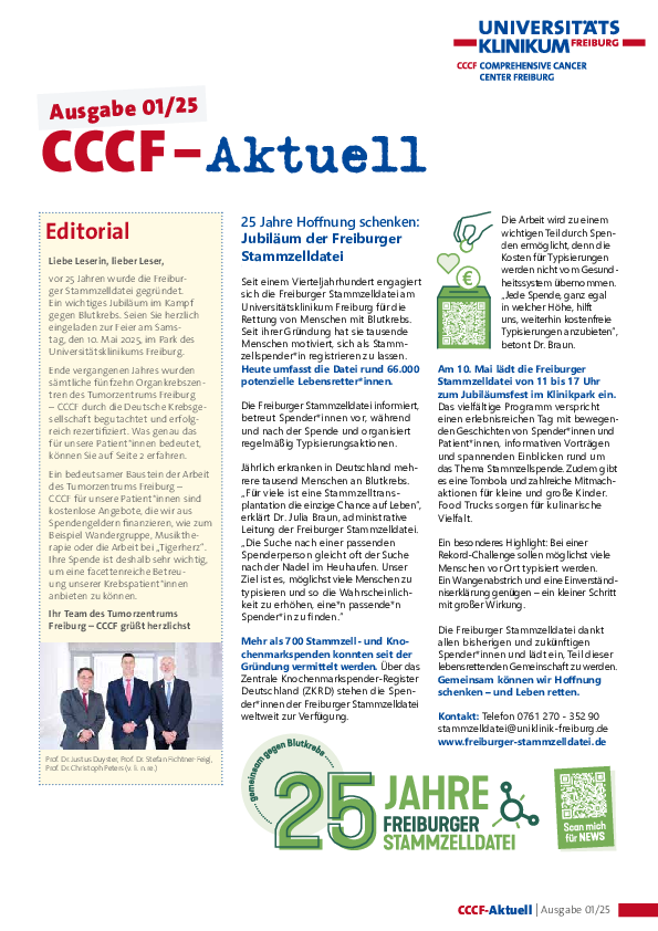 Das neue CCCF-Aktuell ist da | Universitätsklinikum Freiburg